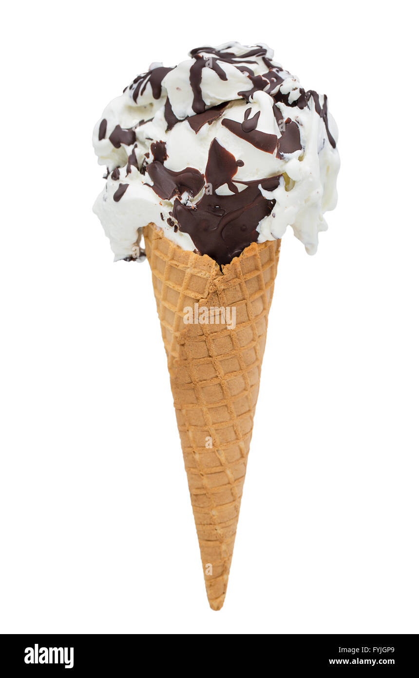 ice cream with chocolate topping Stock Photo - Alamy