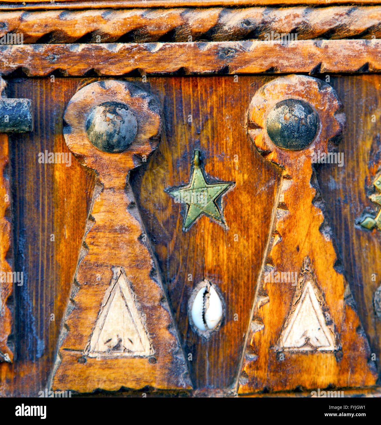grey metal rusty morocco in africa the old wood shell padlock Stock ...