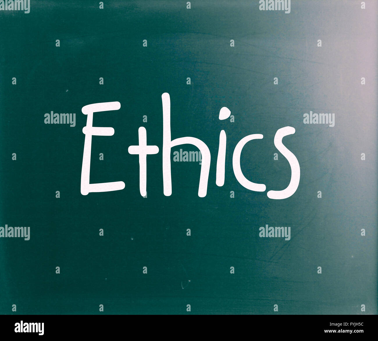 The word Ethics handwritten with white chalk on a blackboard Stock ...