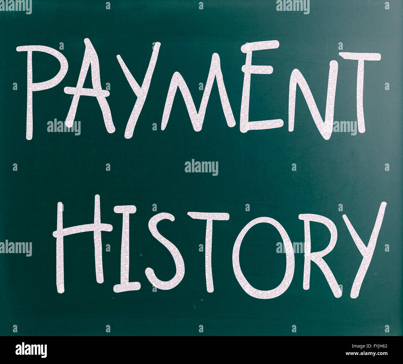 Payment history handwritten with white chalk on a blackboard Stock ...
