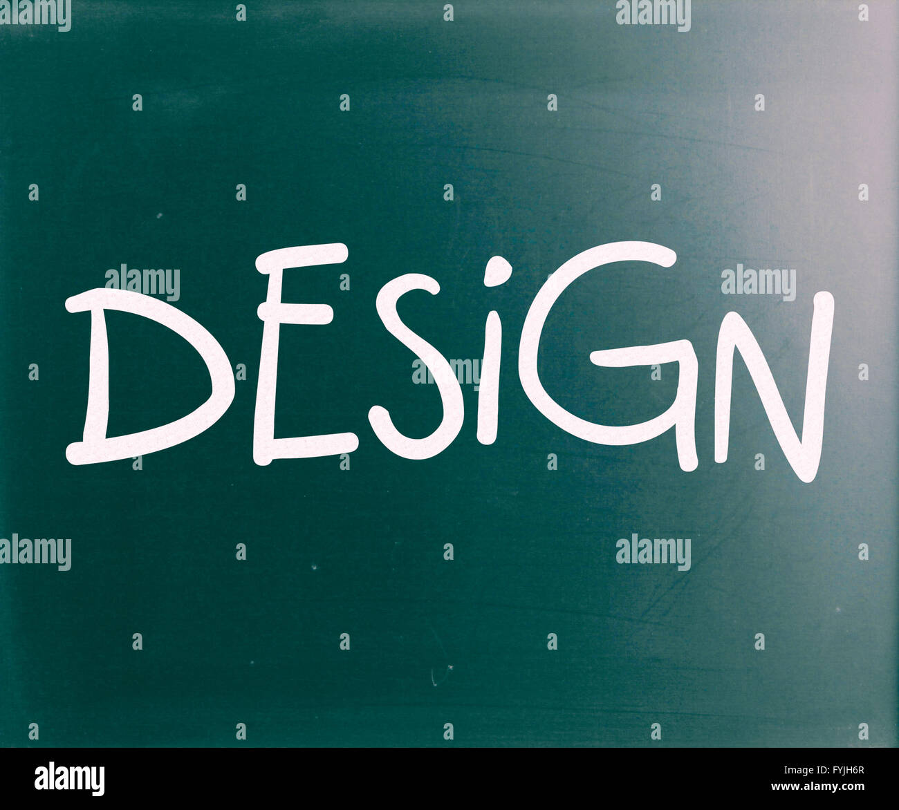 The word Design handwritten with white chalk on a blackboard Stock ...