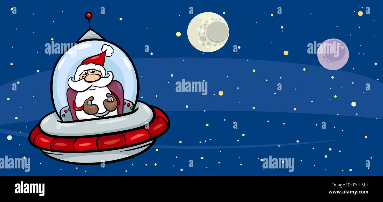 Santa in spaceship cartoon illustration hi-res stock photography and ...