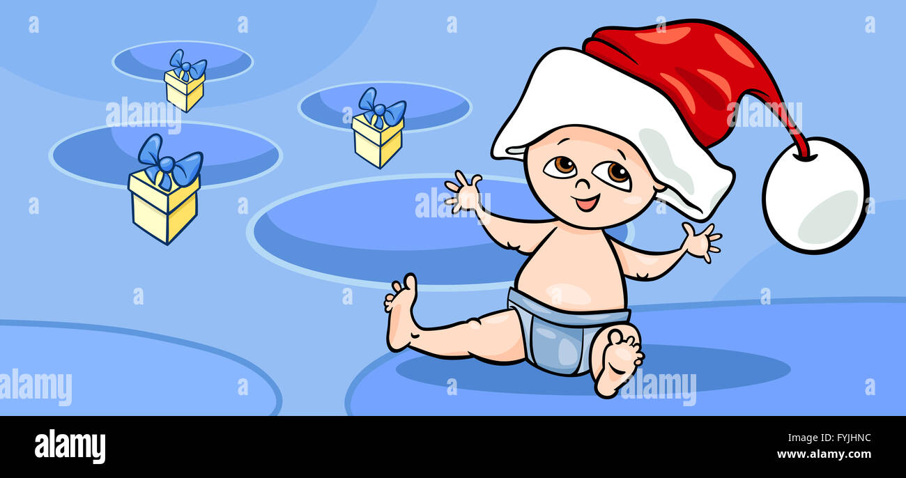 little baby santa greeting card cartoon Stock Photo - Alamy