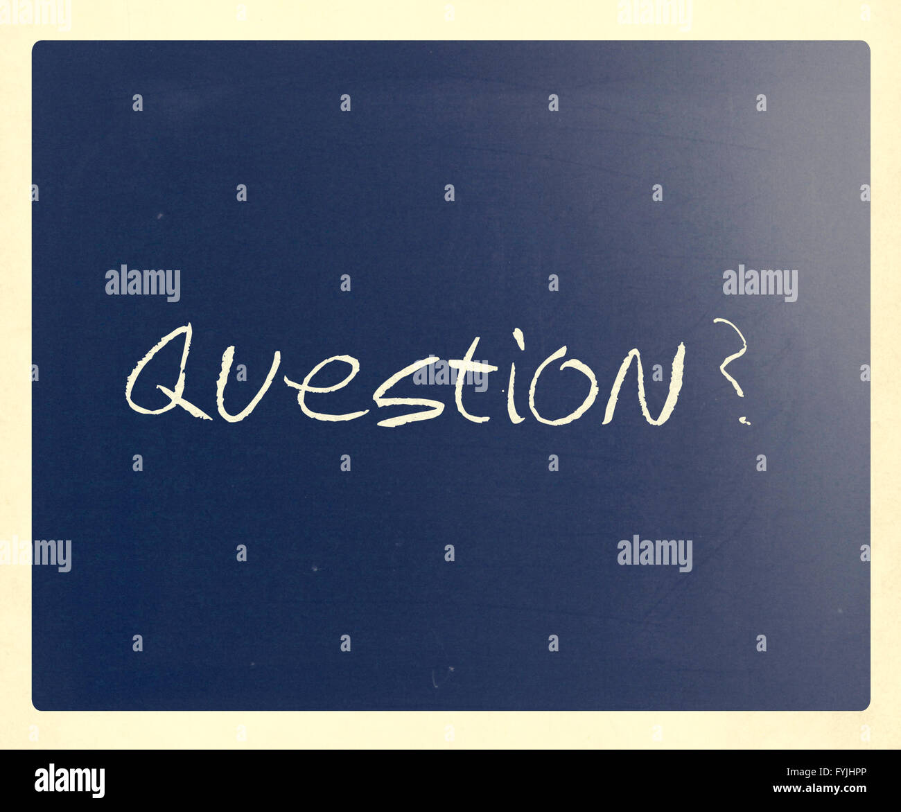 Question handwritten with white chalk on a blackboard Stock Photo - Alamy