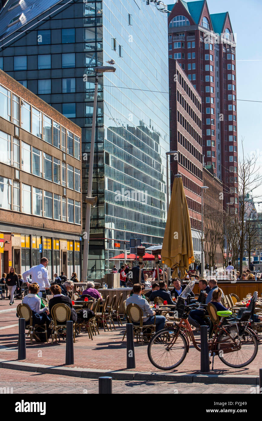 Cafes and restaurant on Binnenrotte street, downtown, Rotterdam ...