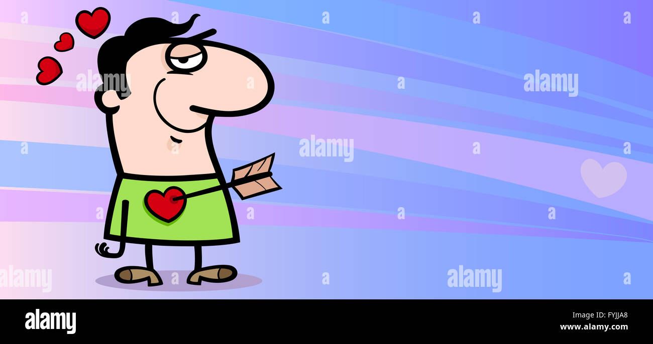 man in love valentine card cartoon Stock Photo - Alamy