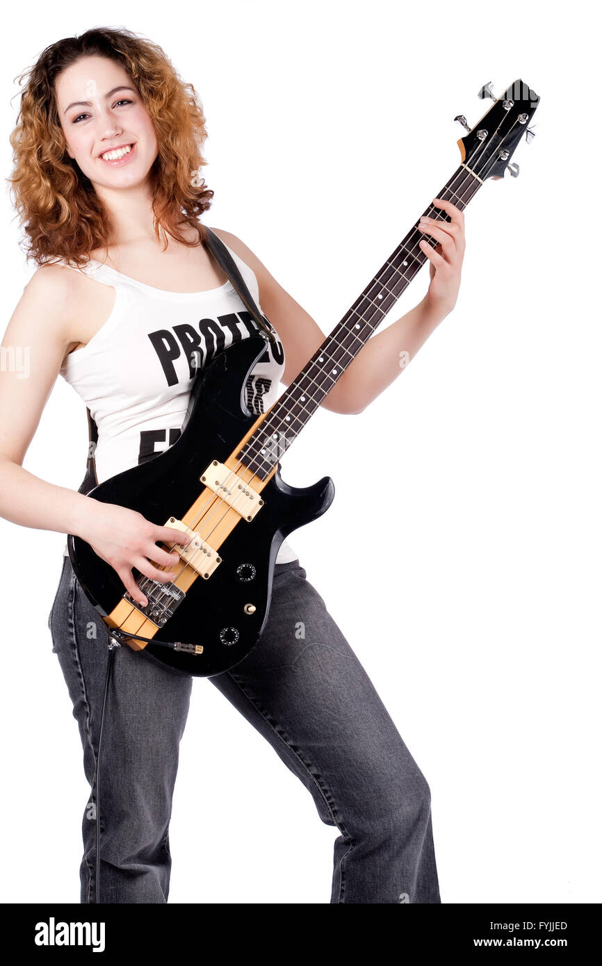 Girl playing bass guitar hi-res stock photography and images - Alamy
