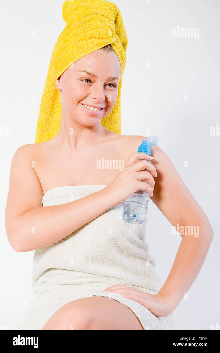 Wellness girl series water looking cute Stock Photo - Alamy