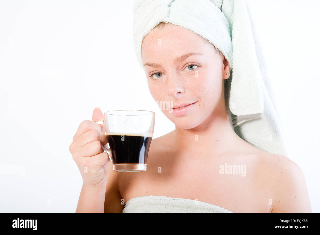 Wellness girl series coffee cup Stock Photo - Alamy