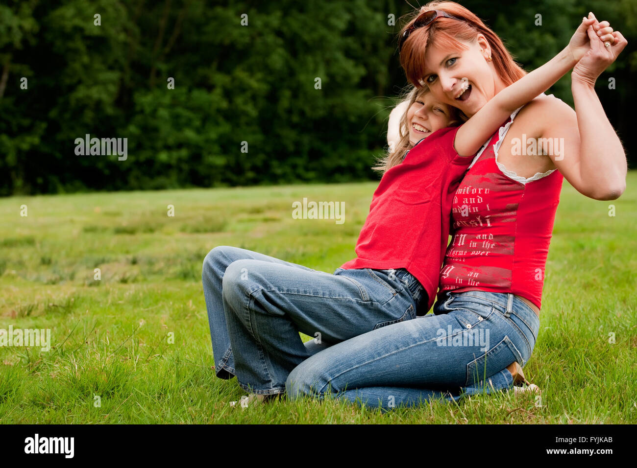 Happy little family Stock Photo - Alamy