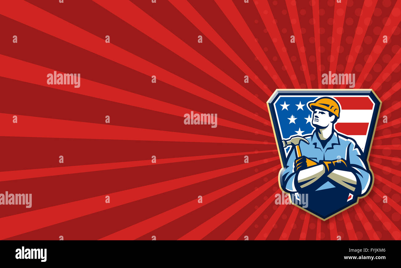 American Builder Carpenter Hammer Crest Retro Stock Photo - Alamy