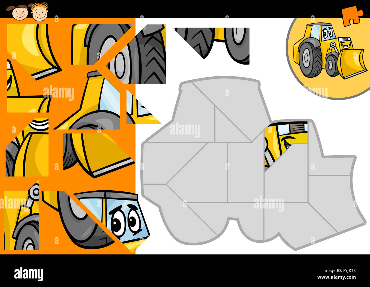 cartoon bulldozer jigsaw puzzle game Stock Photo - Alamy