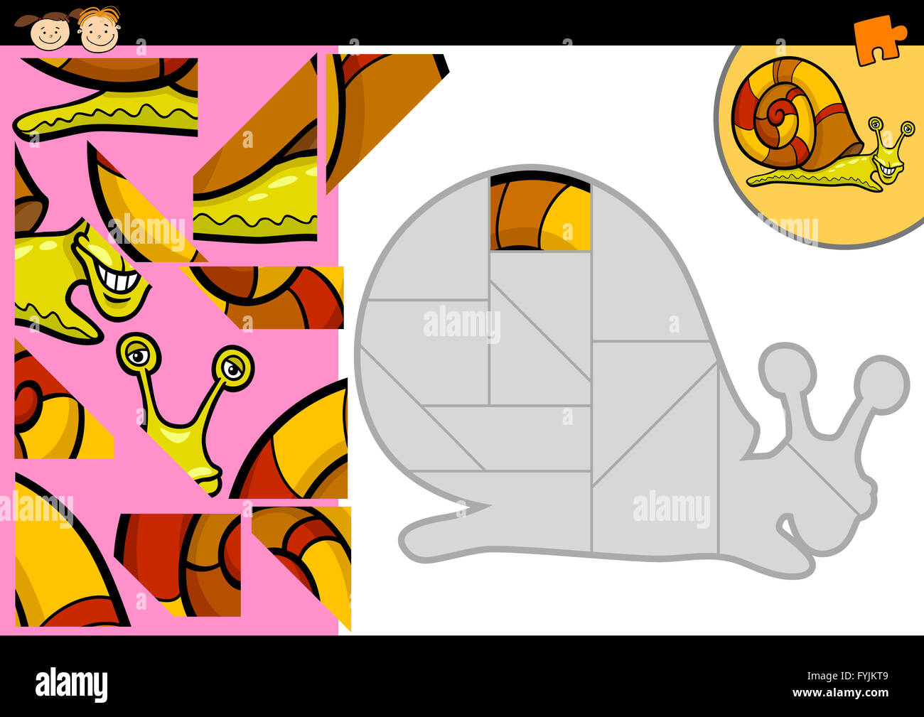 cartoon snail jigsaw puzzle game Stock Photo - Alamy
