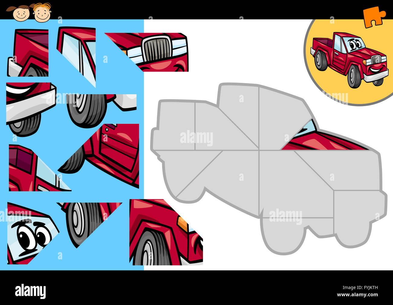 cartoon car jigsaw puzzle game Stock Photo - Alamy