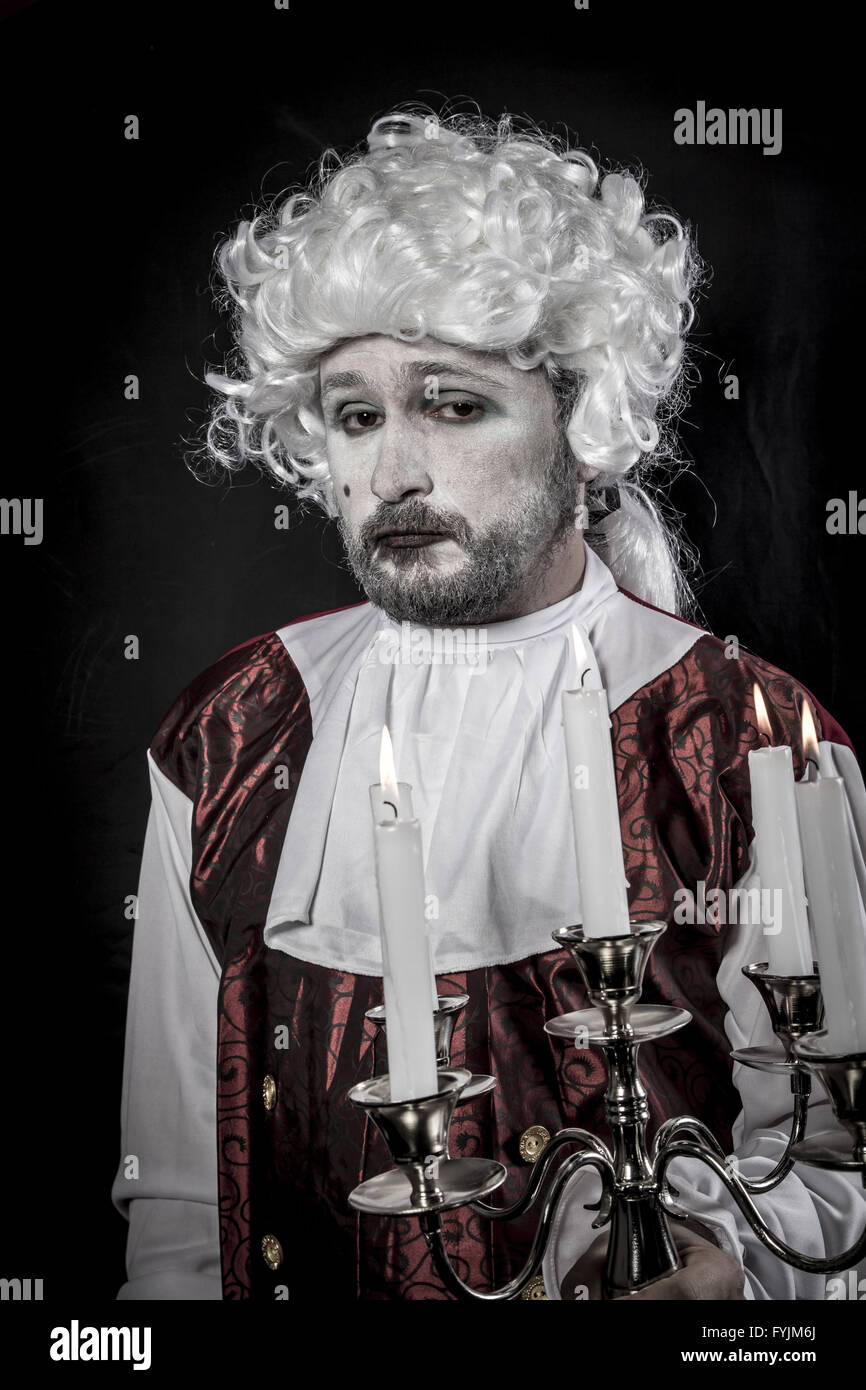 gentleman rococo era wig, man dressed in vintage style Stock Photo - Alamy