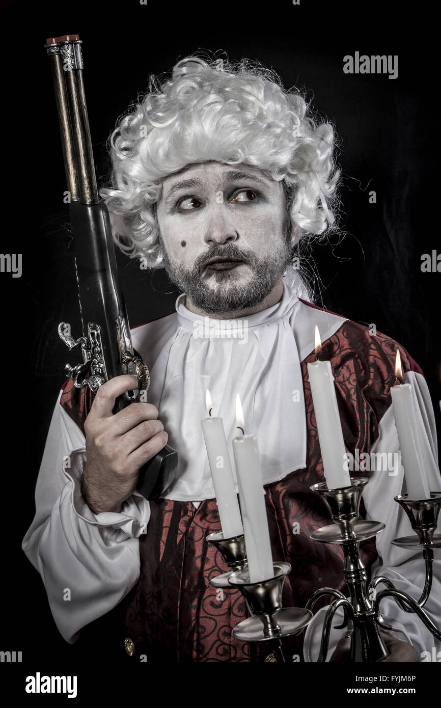 gentleman rococo era wig, man dressed in vintage style Stock Photo - Alamy