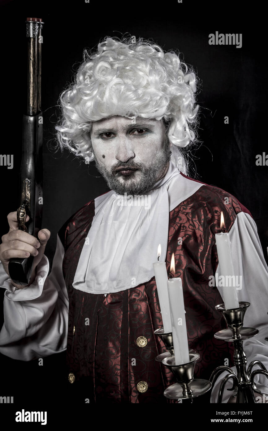 gentleman rococo era wig Stock Photo - Alamy