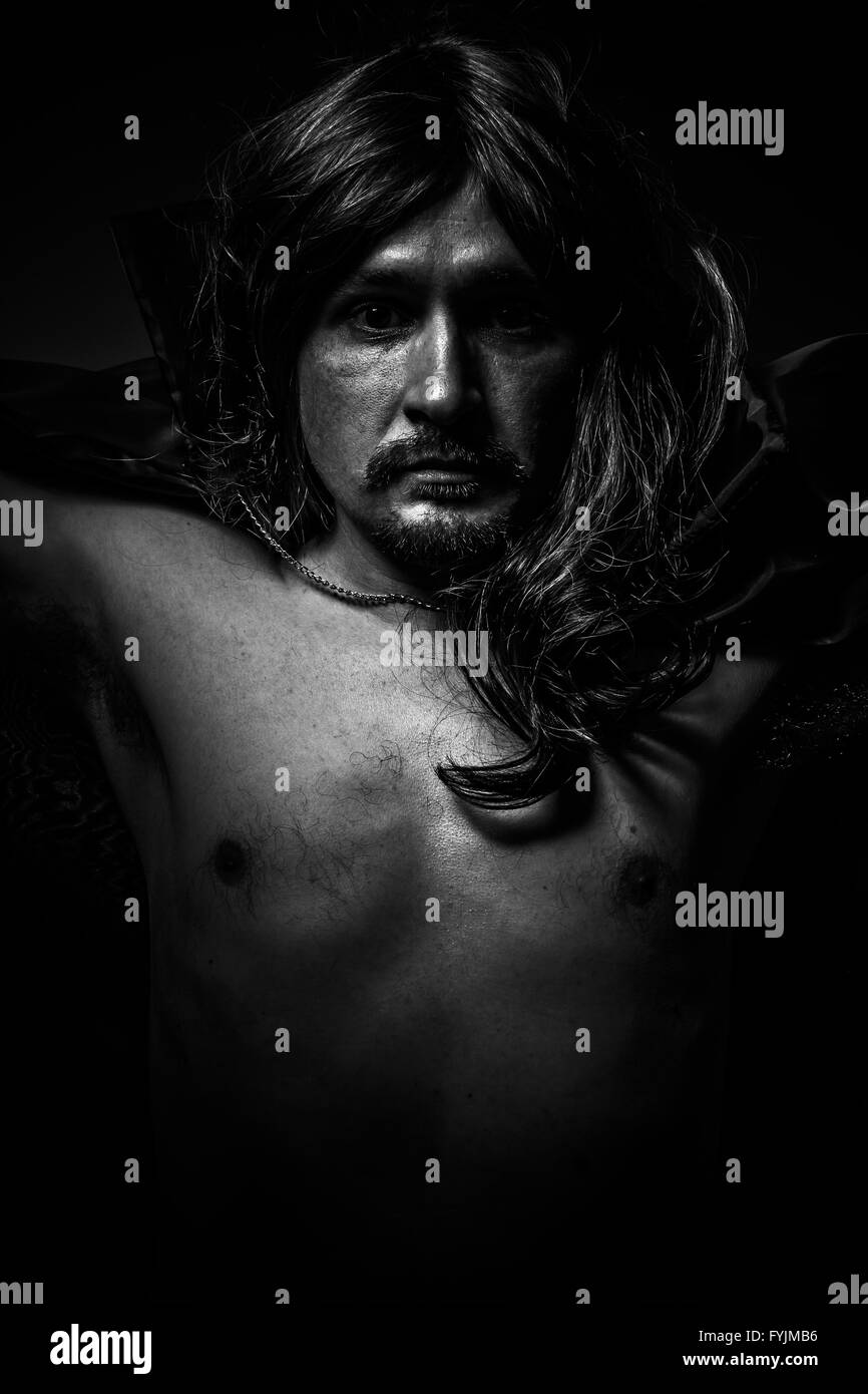 Vampire, Male model, evil, blind, fallen angel of death Stock Photo - Alamy