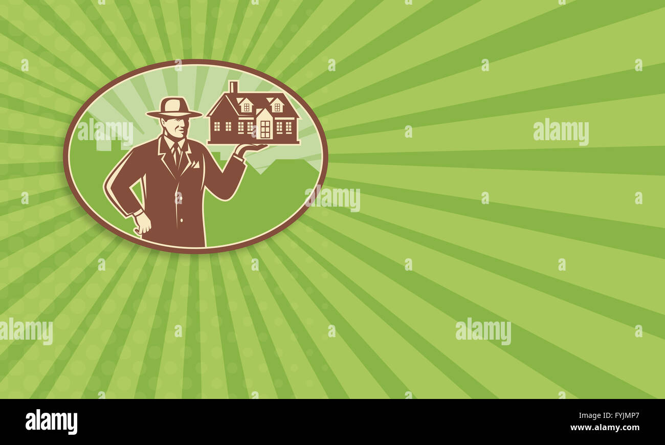Realtor Real Estate Salesman House Retro Stock Photo - Alamy