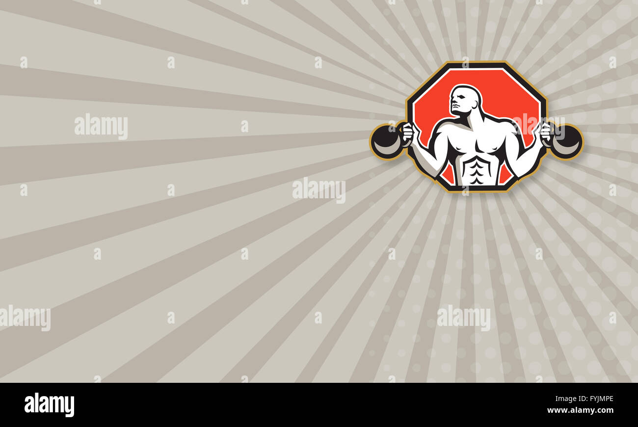 Strongman Lifting Kettlebell Front Retro Stock Photo - Alamy