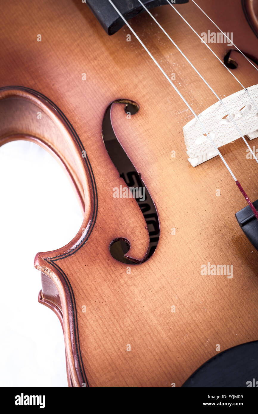 Violin front view isolated on white, vintage Stock Photo - Alamy