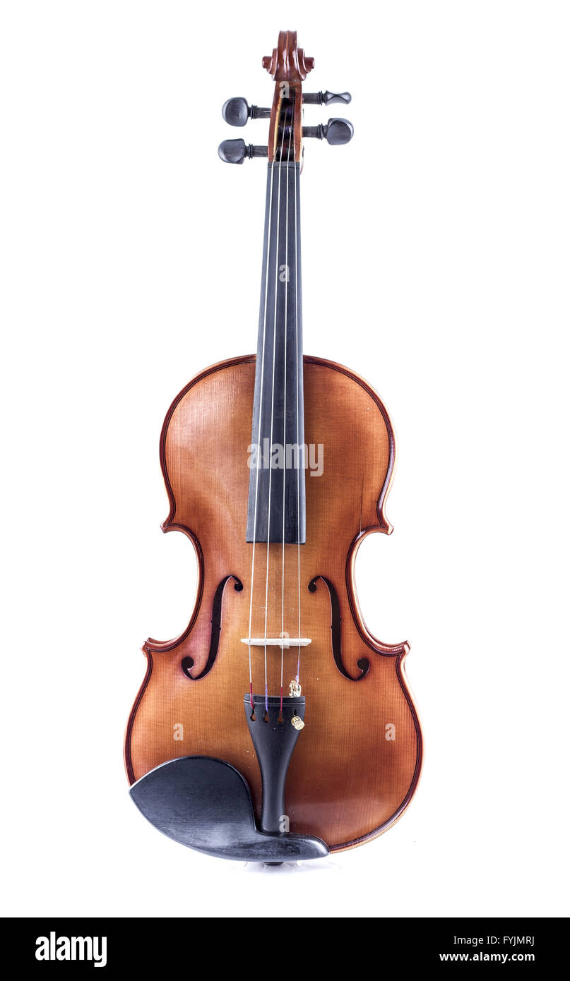 Violin front view isolated on white, vintage Stock Photo - Alamy