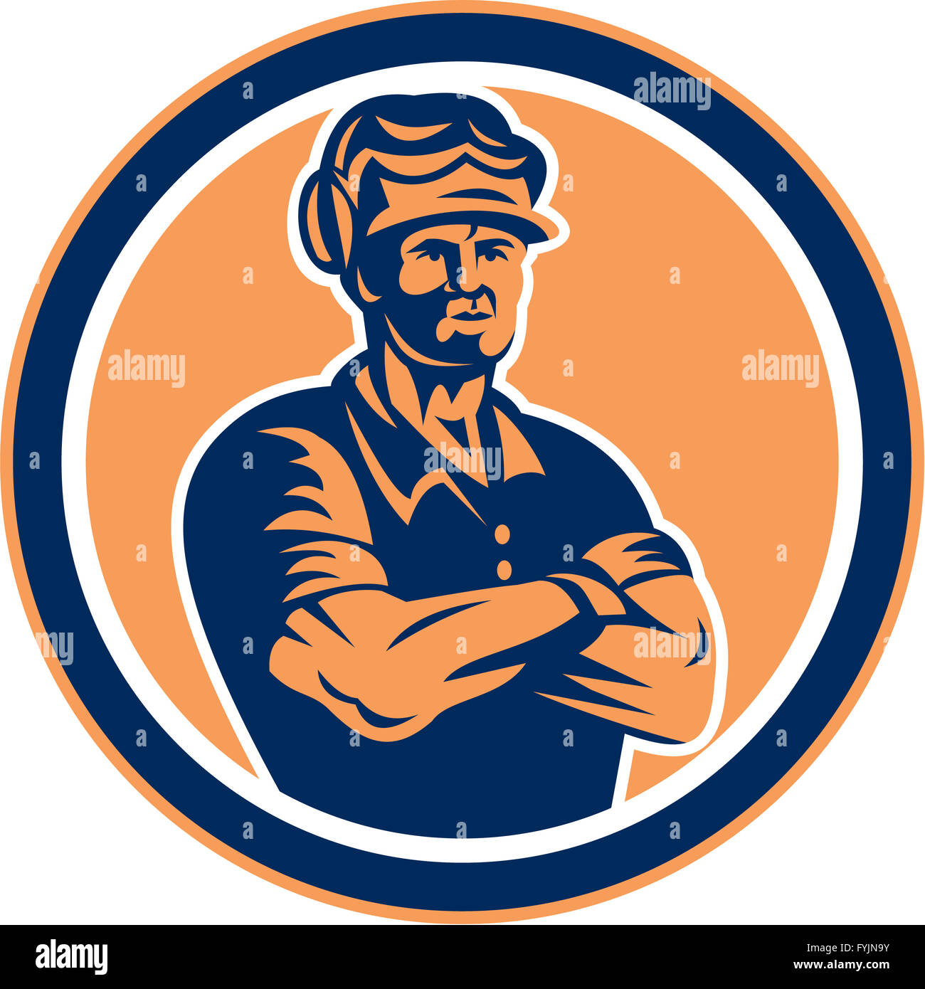 Builder Carpenter Arms Crossed Retro Stock Photo - Alamy