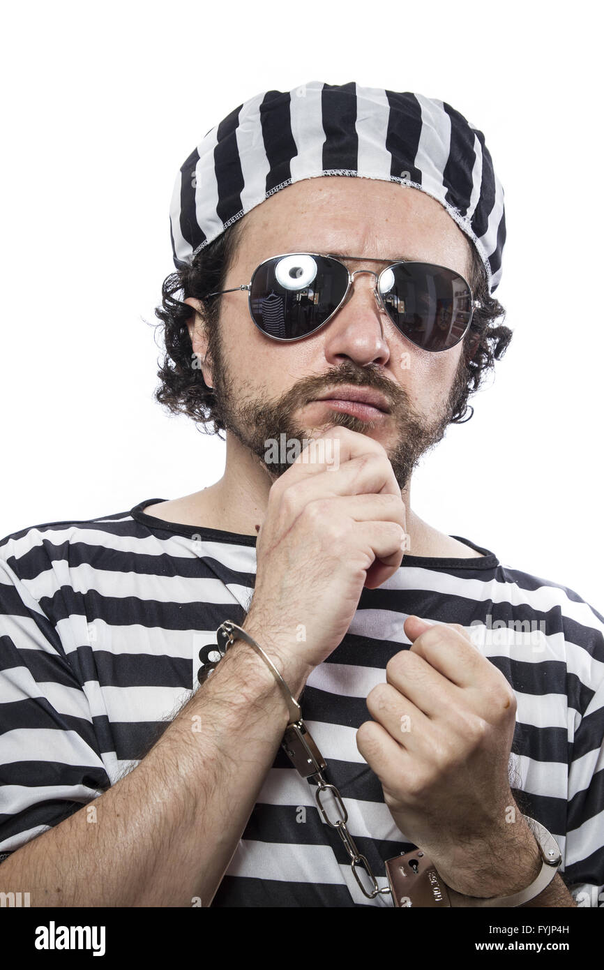 Penitentiary, Desperate, portrait of a man prisoner in prison garb ...