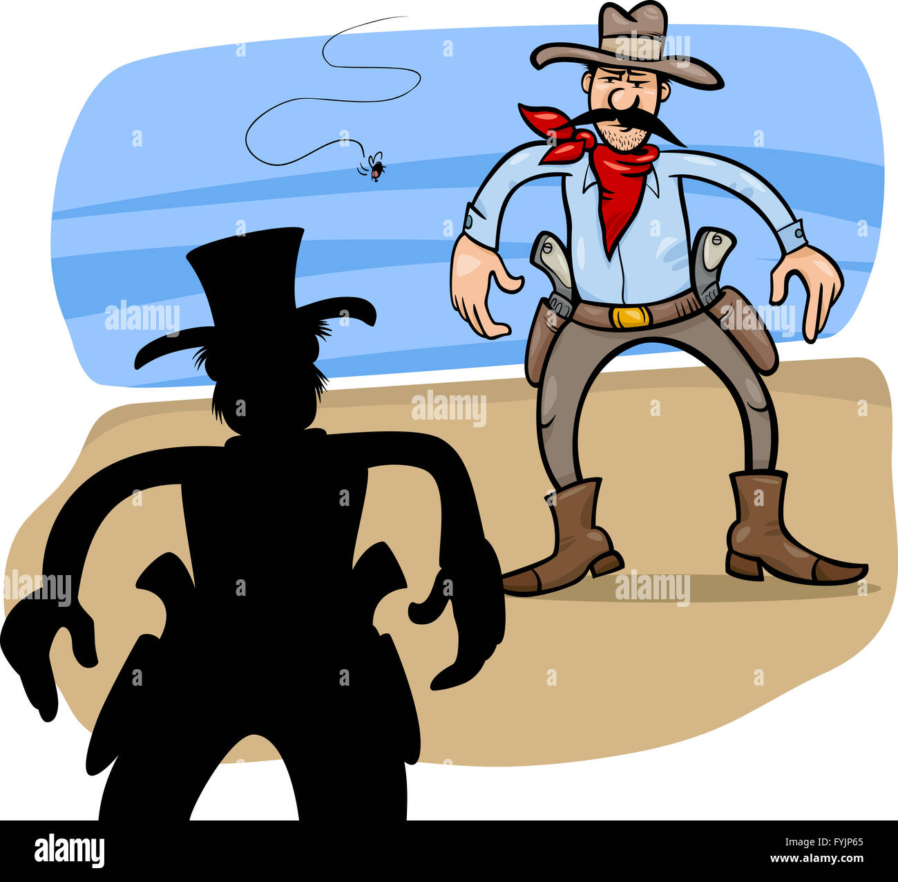 gunmen duel cartoon illustration Stock Photo - Alamy