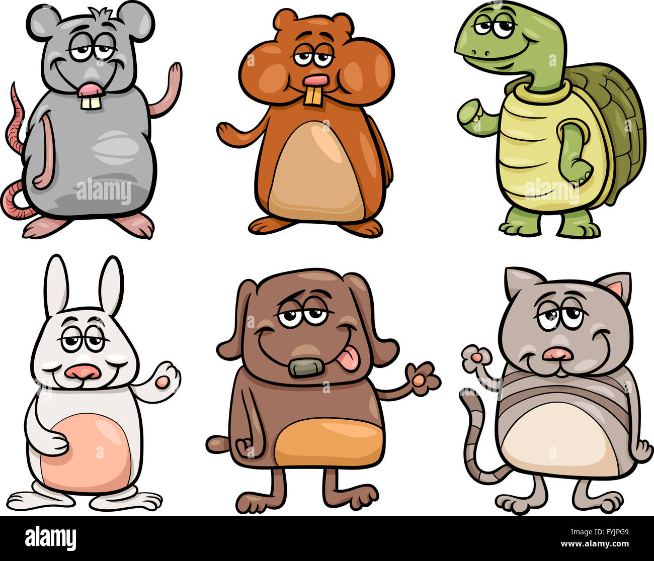 cute pets set cartoon illustration Stock Photo - Alamy