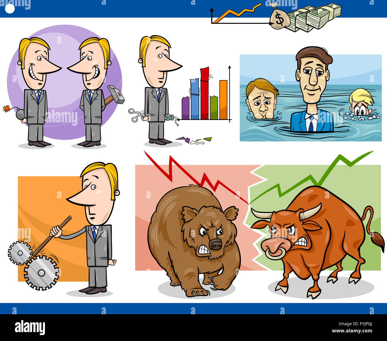 Stock market cartoon bull bear hi-res stock photography and images - Alamy
