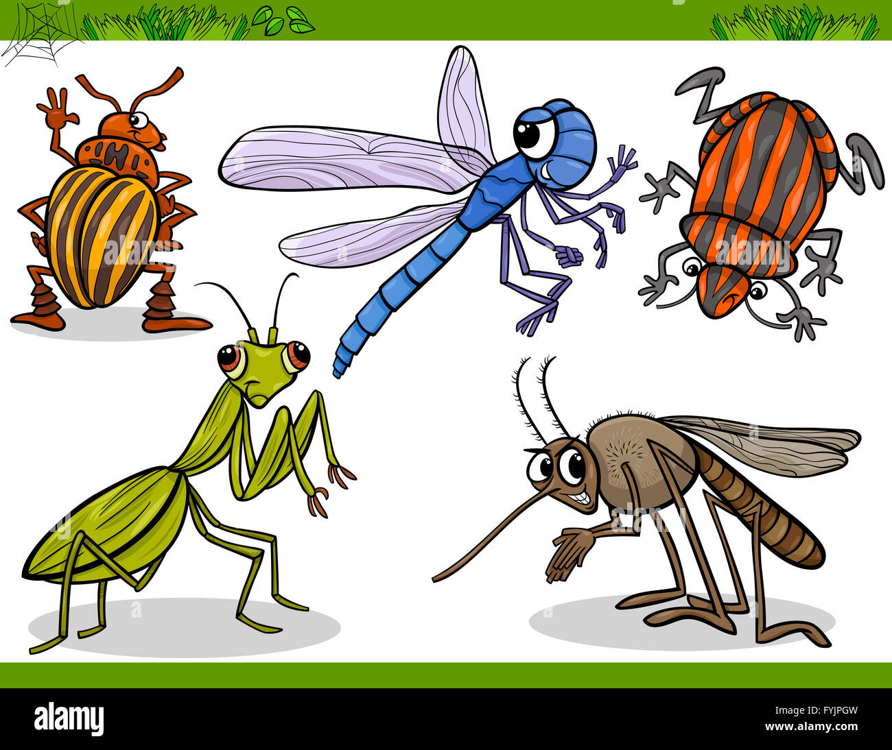 happy insects set cartoon illustration Stock Photo - Alamy