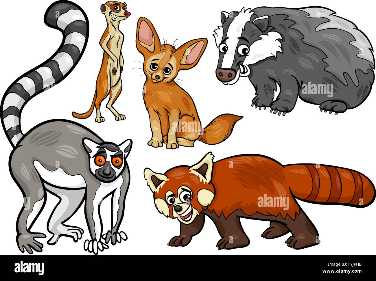 wild animals set cartoon illustration Stock Photo - Alamy
