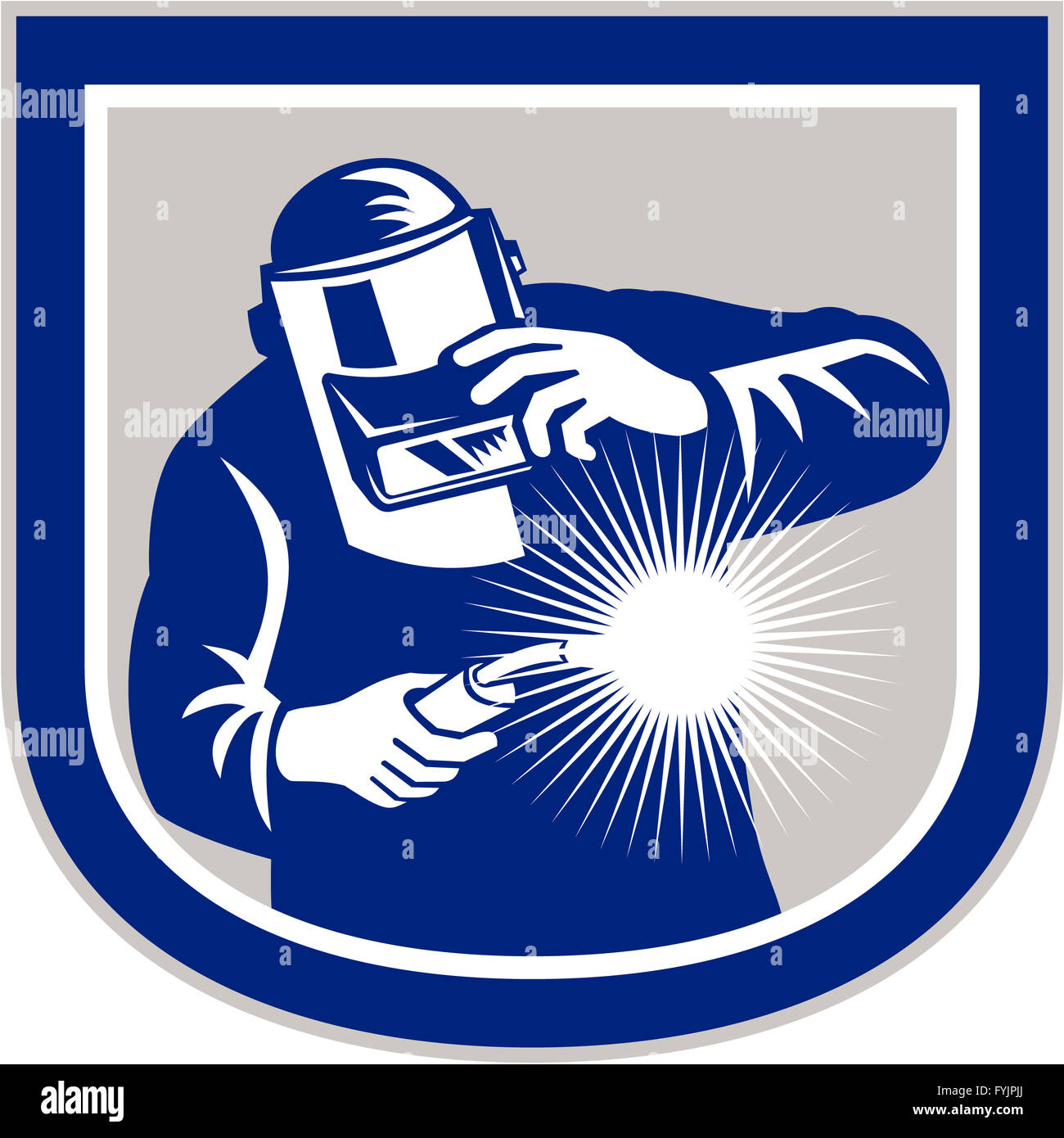 Welder Welding Torch Front Shield Retro Stock Photo - Alamy