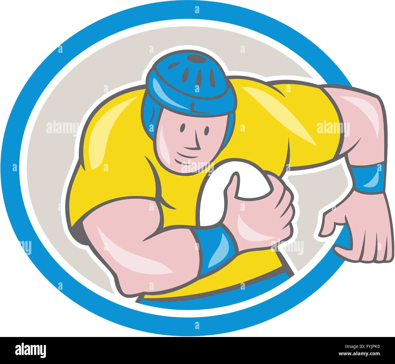 Rugby Player Running Charging Circle Cartoon Stock Photo - Alamy