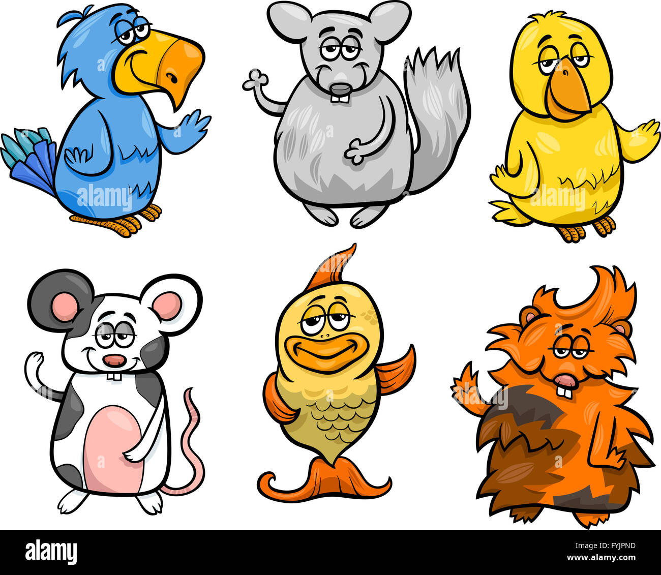 cute pets set cartoon illustration Stock Photo - Alamy