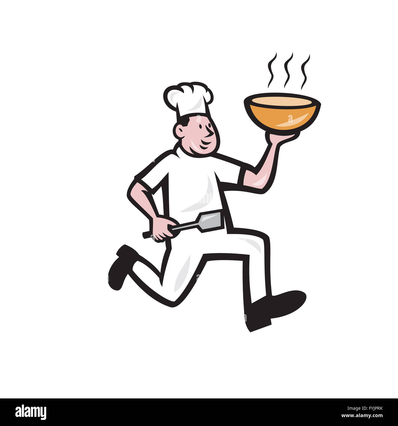 Illustration chef cook running holding hi-res stock photography and ...