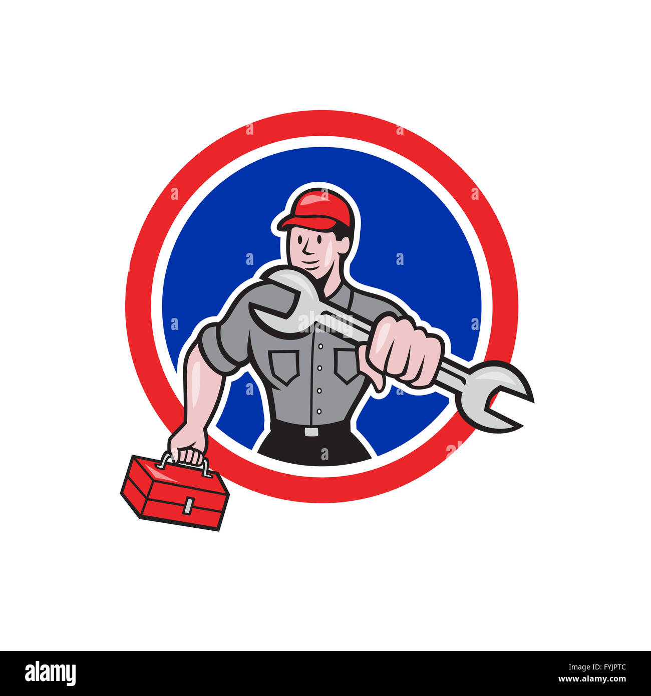 Mechanic holding spanner wrench circle Cut Out Stock Images & Pictures ...