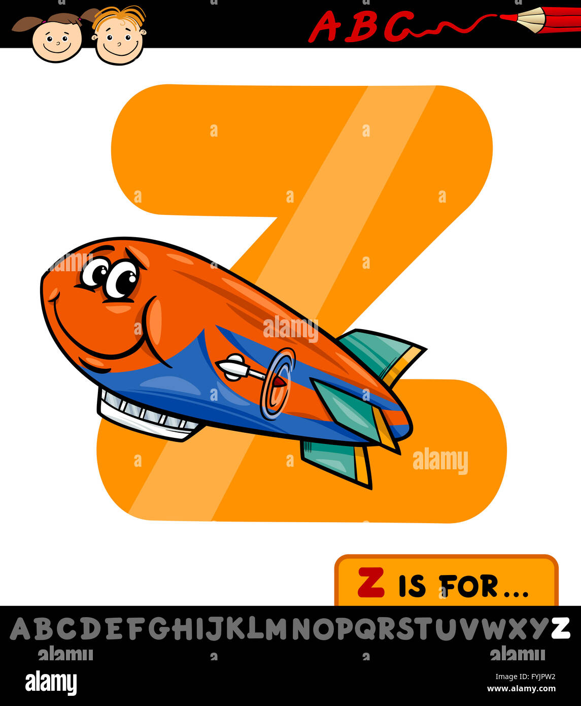 letter z with zeppelin cartoon illustration Stock Photo - Alamy