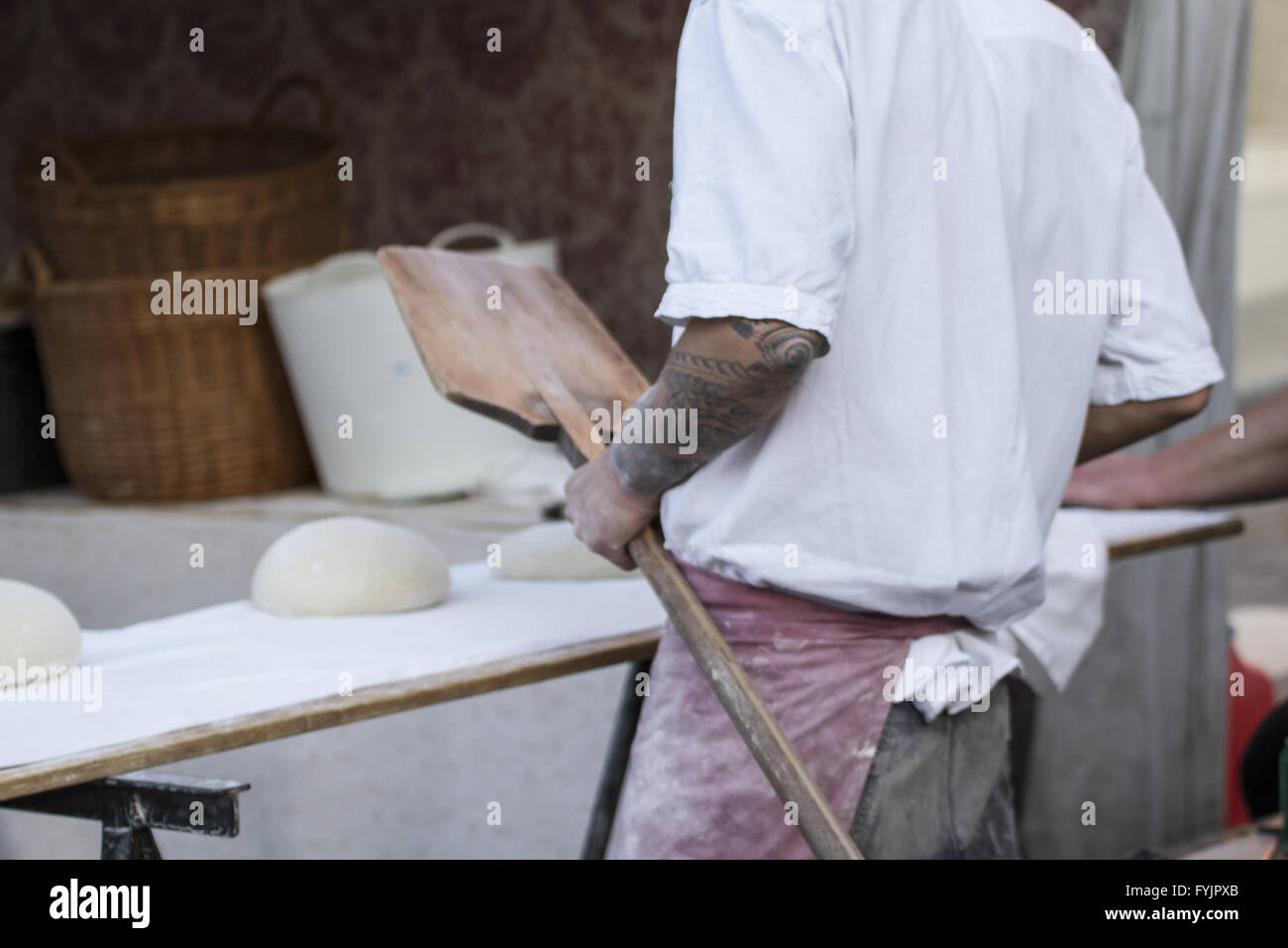 artisan bread in ancient medieval fair, Spain Stock Photo - Alamy