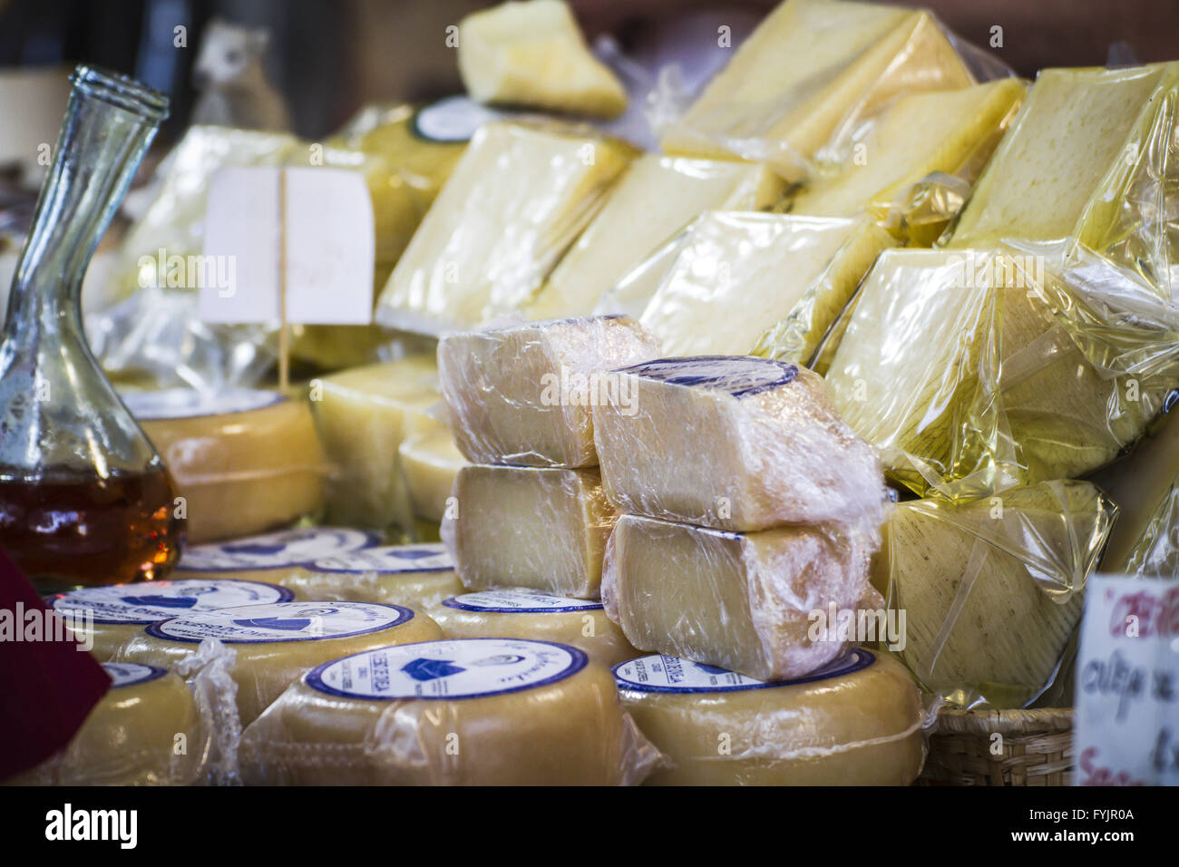 batch of cheese in a medieval fair, artisan cheese Stock Photo - Alamy