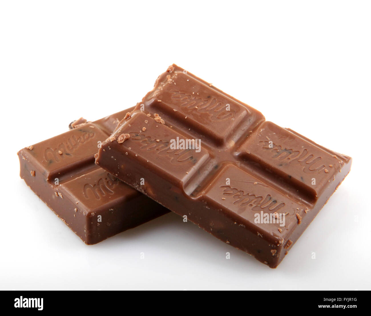 AYTOS, BULGARIA - MAY 05, 2014: Milka milk chocolate with Alpine milk ...