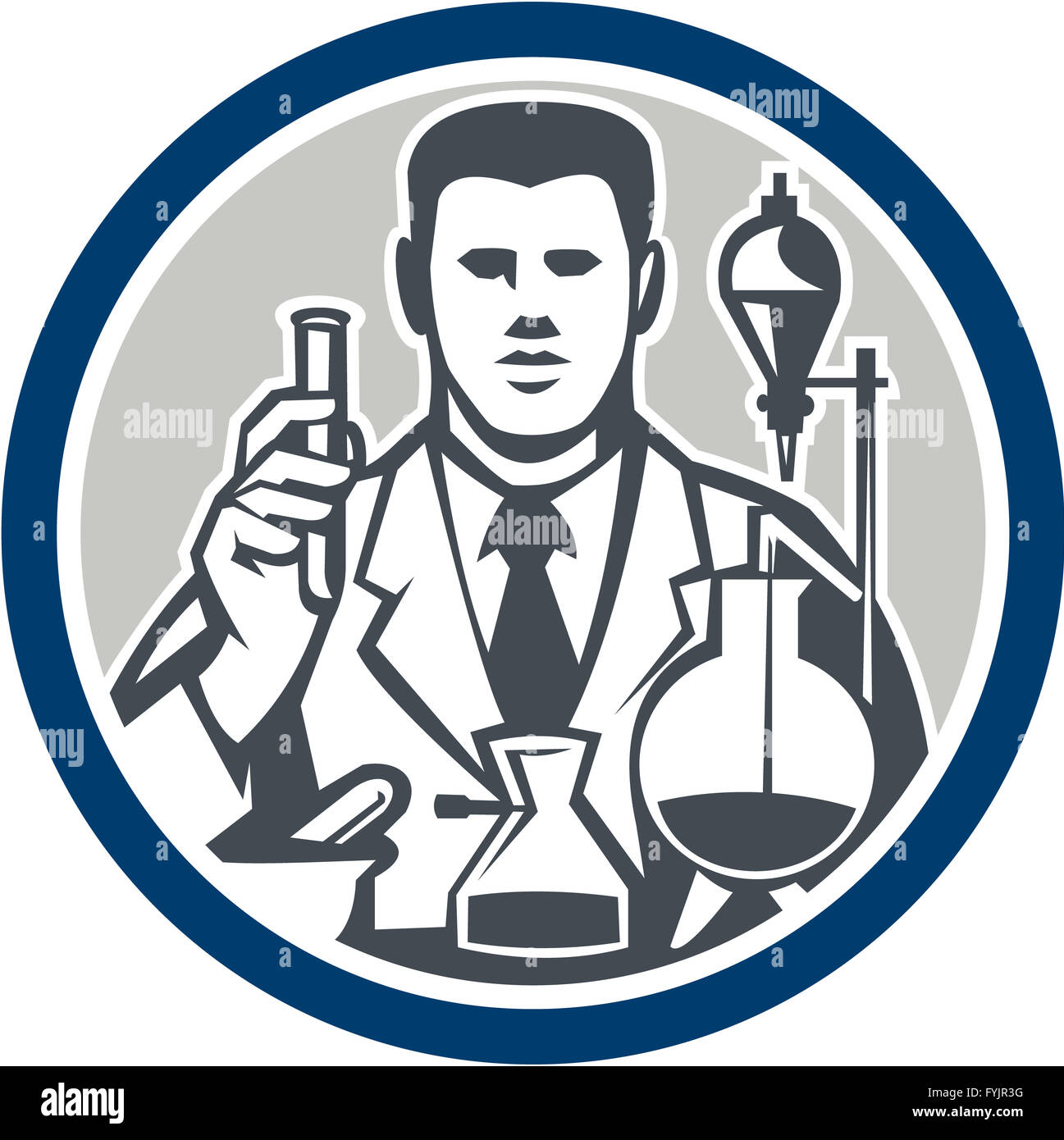 Scientist Lab Researcher Chemist Retro Circle Stock Photo - Alamy