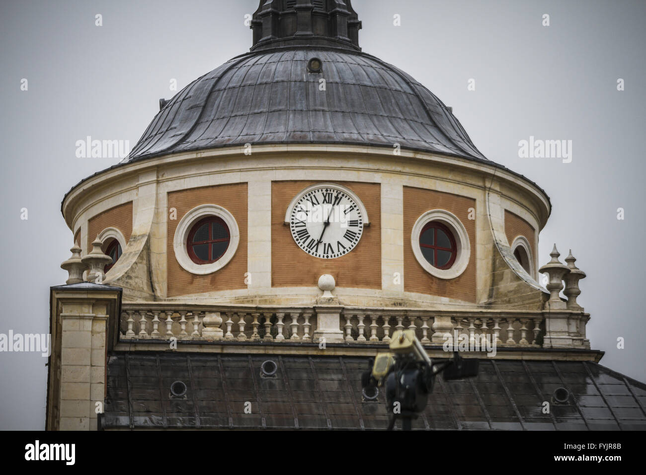 Clock tower, majestic palace of Aranjuez in Madrid, Spain Stock Photo ...