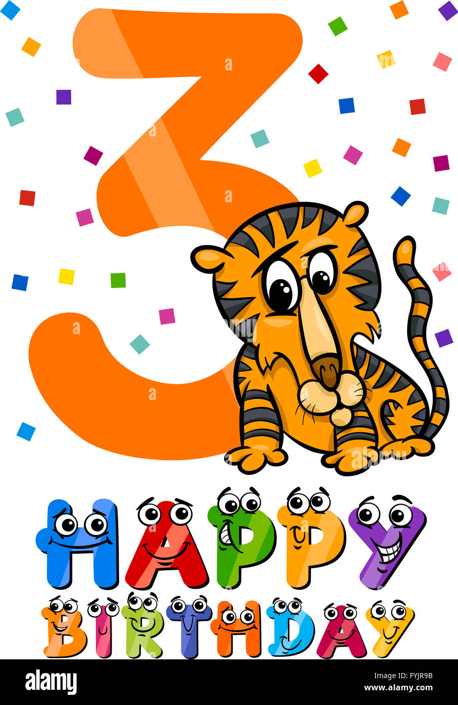 third birthday cartoon design Stock Photo - Alamy