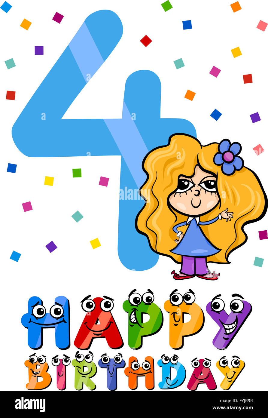 fourth birthday cartoon design Stock Photo - Alamy