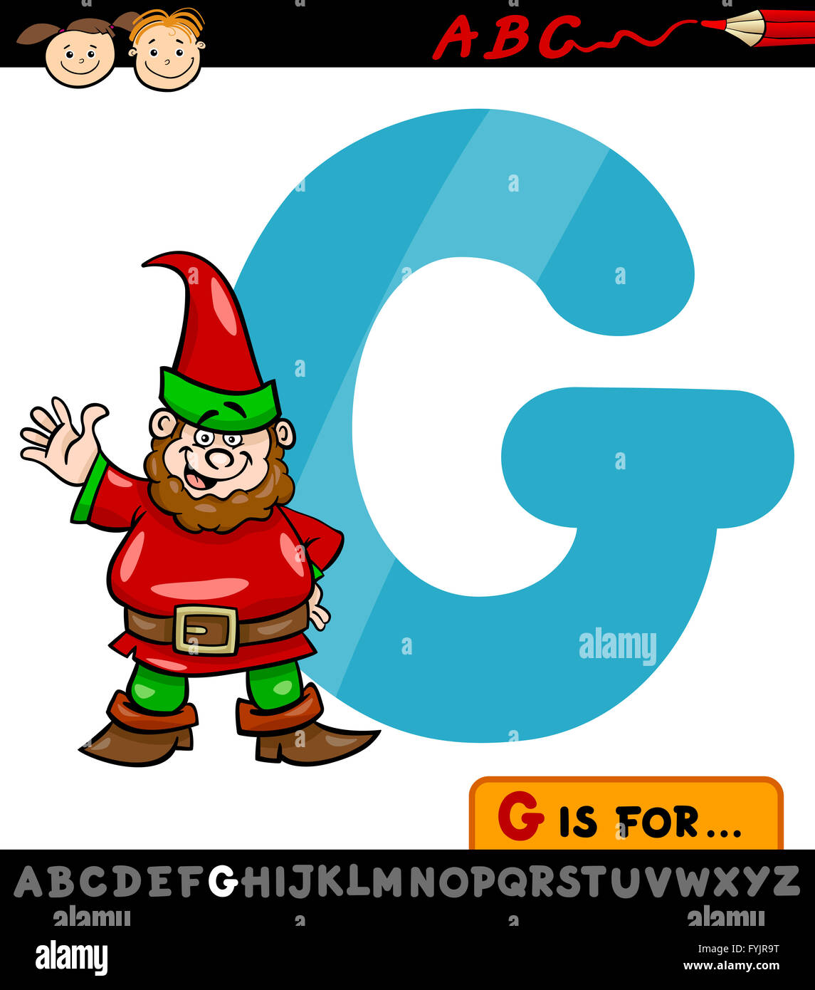 letter g with gnome cartoon illustration Stock Photo - Alamy