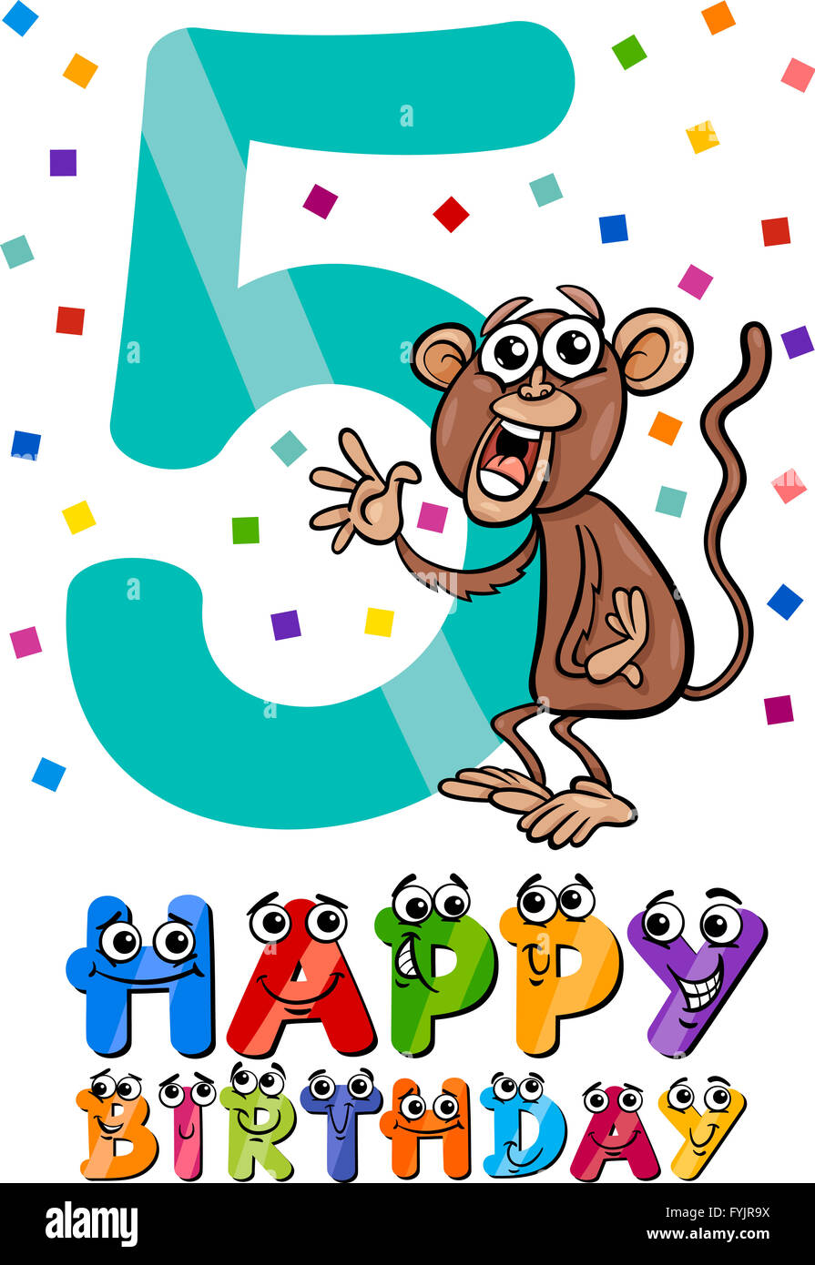 fifth birthday cartoon design Stock Photo - Alamy