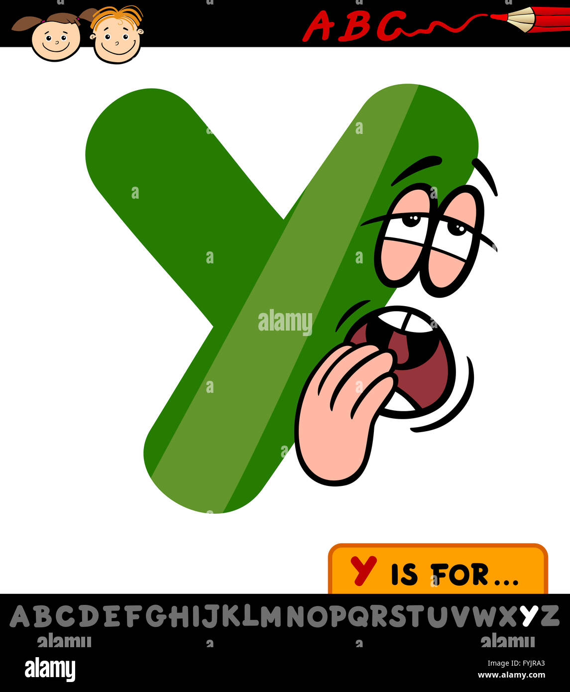 letter y with yawn cartoon illustration Stock Photo - Alamy