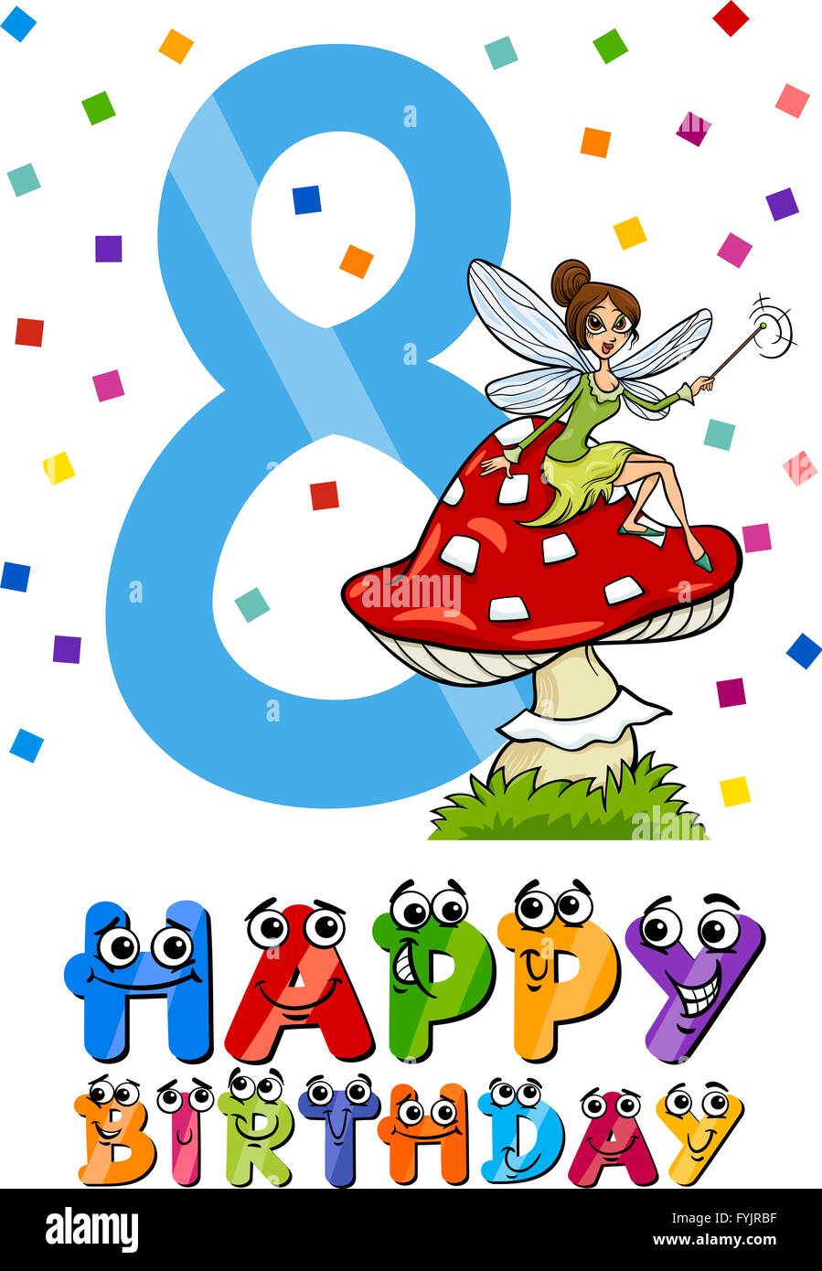 eighth birthday cartoon design Stock Photo - Alamy